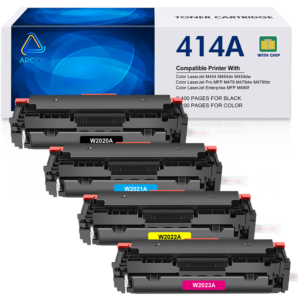 414A Toner Cartridges 4-Pack with Chip for HP 414A 414X W2020A W2021A ...